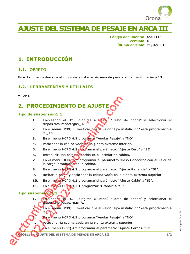Ajuste Pesaje Arca III | PDF