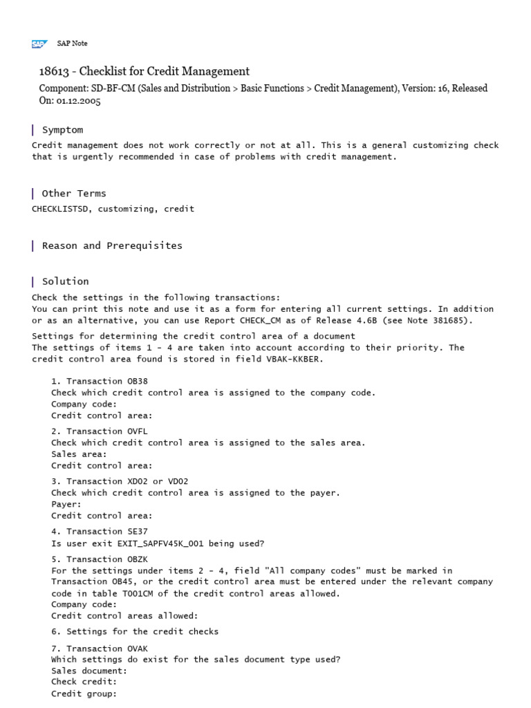 Checklist For Credit Management | PDF | Software Engineering | Computer ...