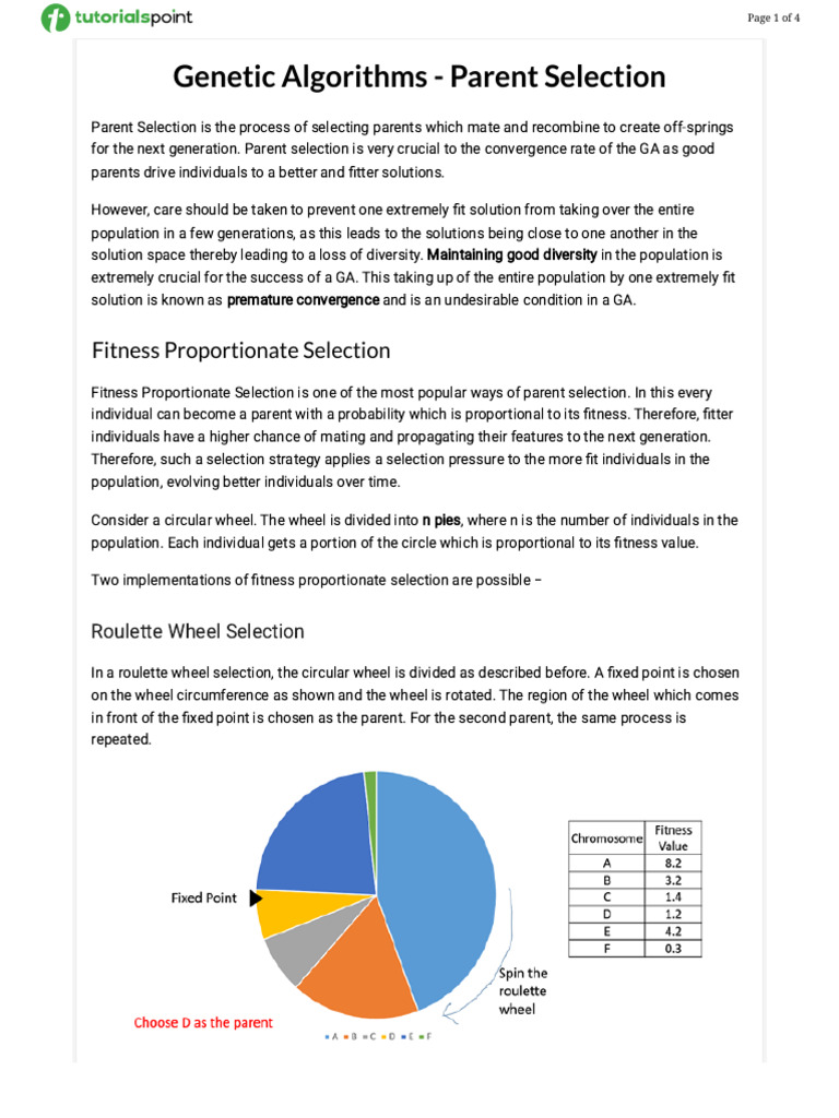 Genetic Algorithms - Parent Selection | PDF | Fitness (Biology) | Genetic Algorithm
