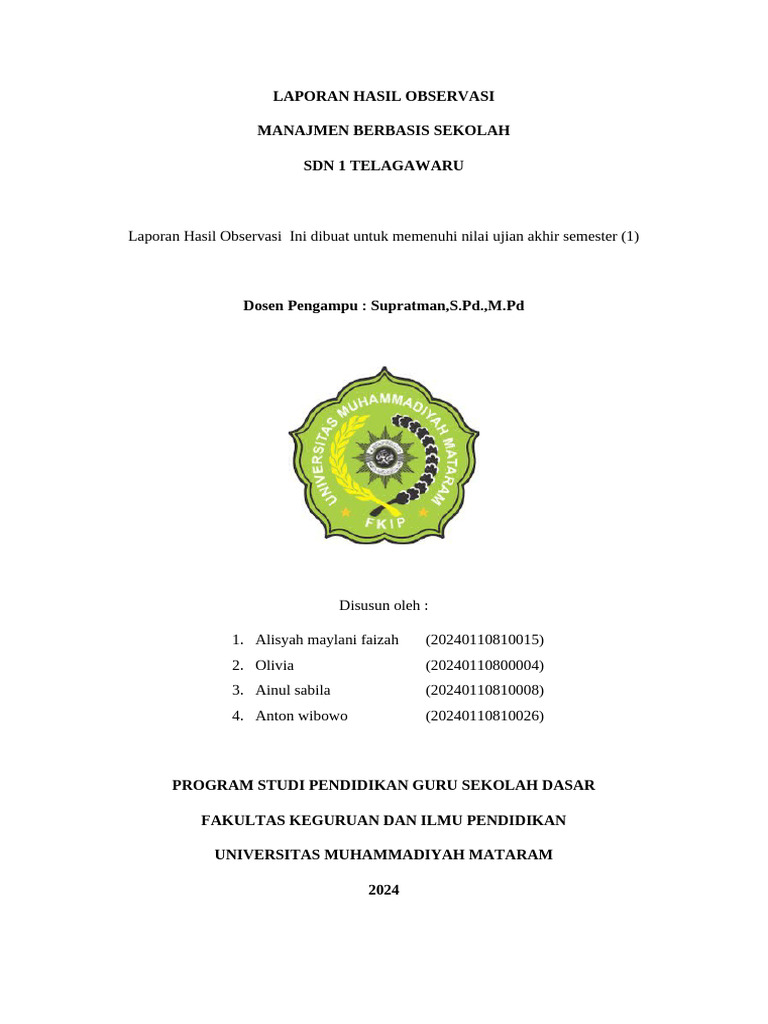Laporan Hasil Observasi | PDF