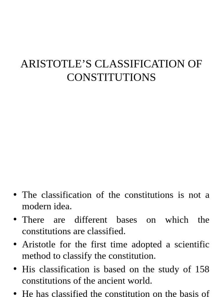 Aristotle Classification of Constitution | PDF