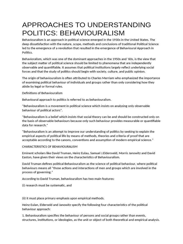 APPROACHES TO UNDERSTANDING POLITICS | PDF | Science | Social Sciences