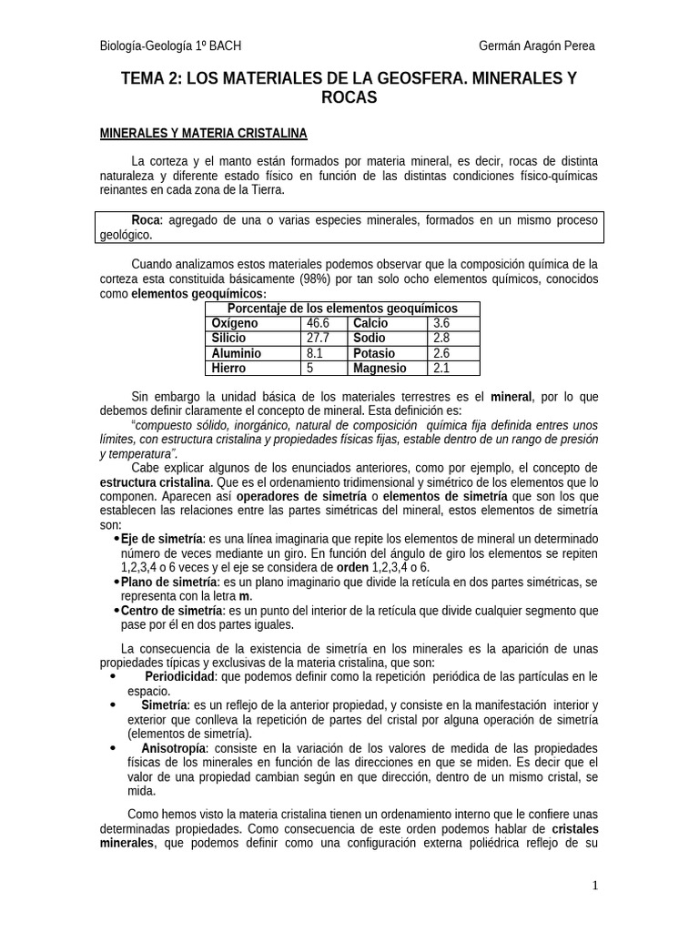 Materiales de la Geosfera: Minerales | PDF | Minerales | Magma
