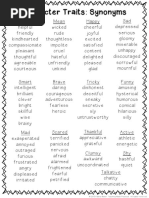 Character Traits Word Wall Guide | PDF