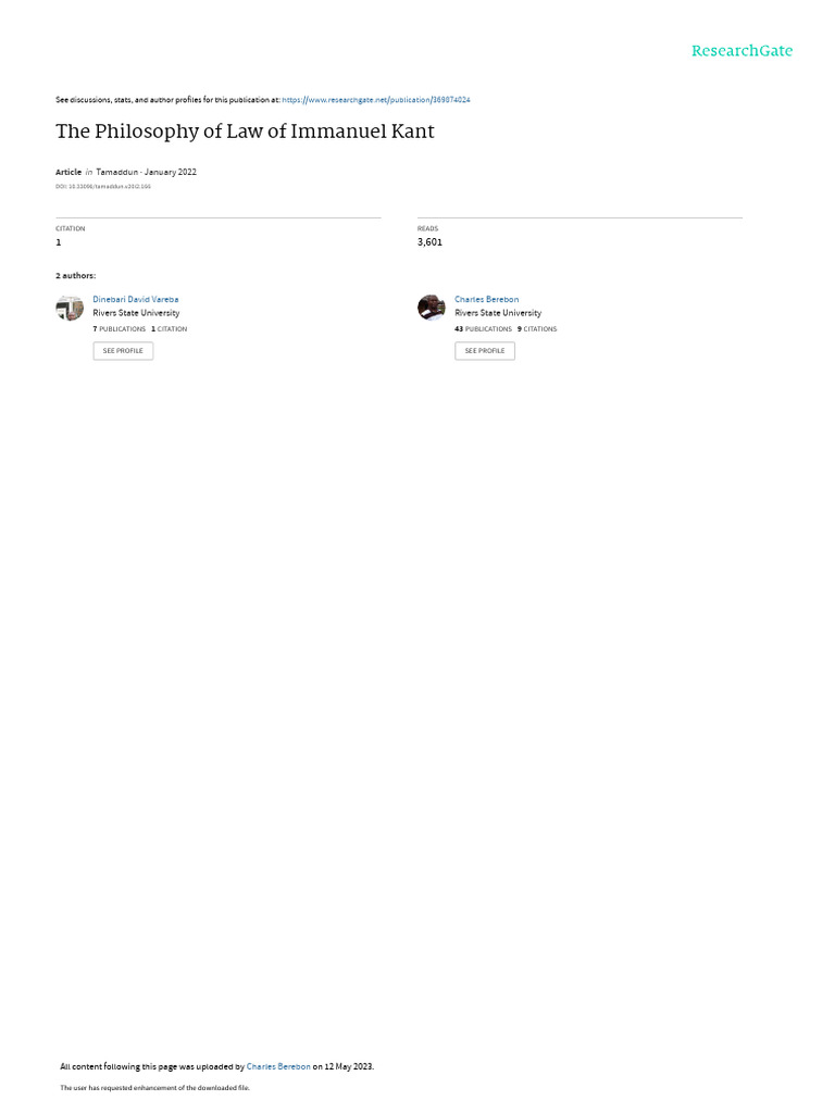 The Philosophy of Law of Immanuel Kant 48029568 | PDF | Immanuel Kant ...