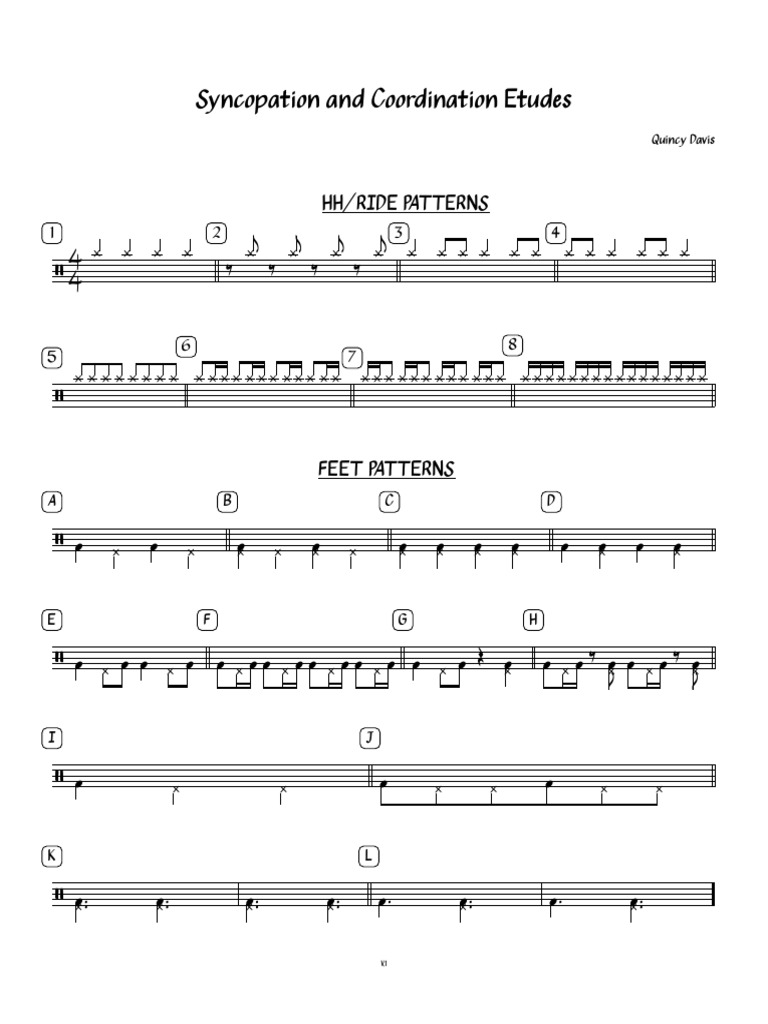Syncopation and Coordination Etudes - Drum Set | PDF | Rhythm And Meter ...
