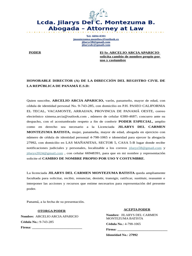 Cambio de Nombre Ximena Arcia Aparicio | PDF | Documento de identidad ...