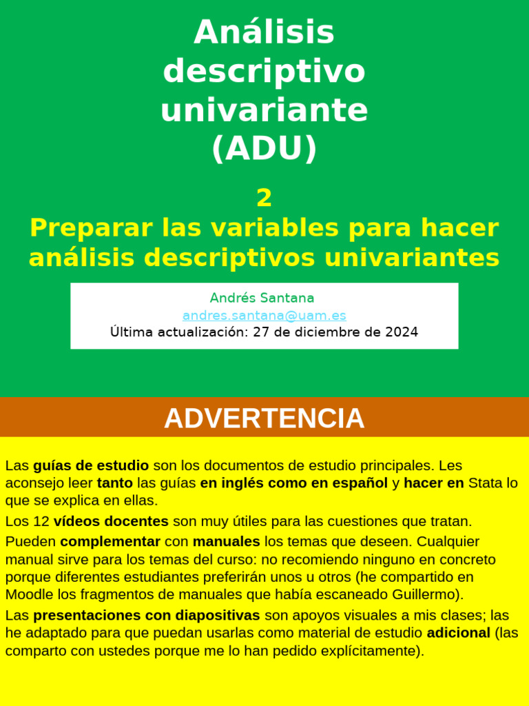 SLIDES3b ADU Preparación de variables para los ADUs | PDF