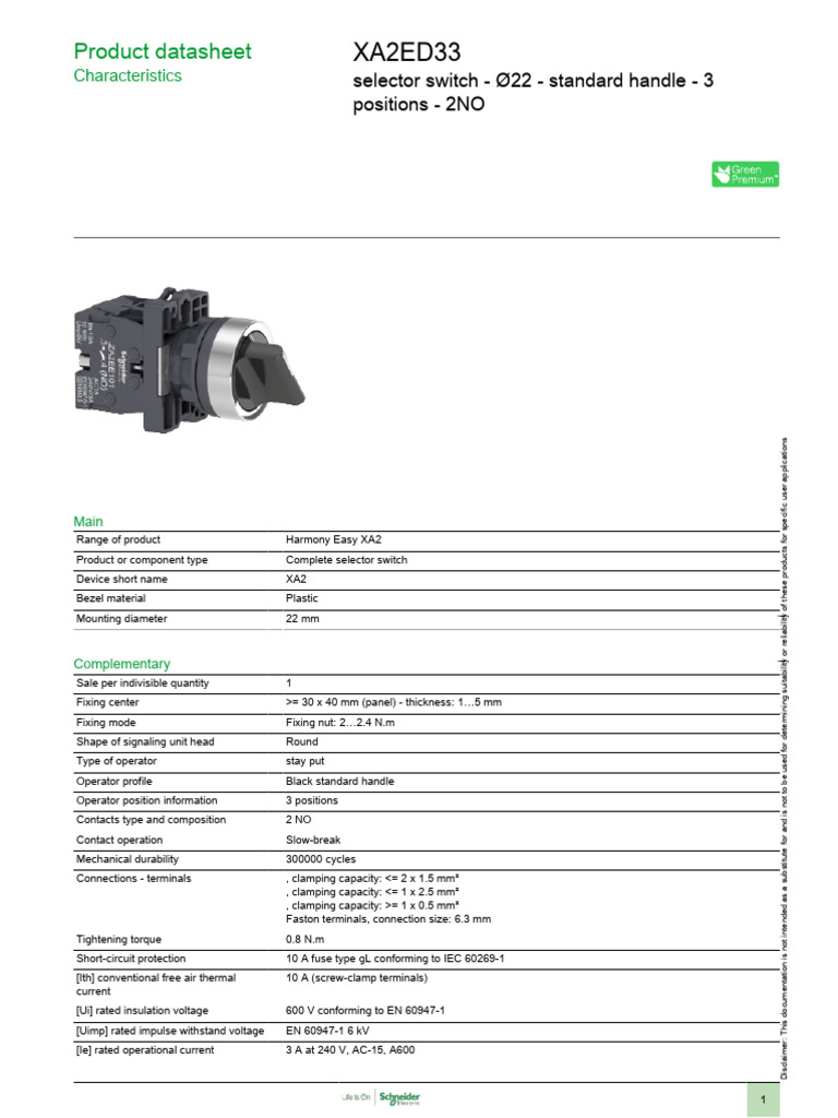 _B_Easy __B_Harmony XA2_XA2ED33 | PDF | Switch | Fuse (Electrical)