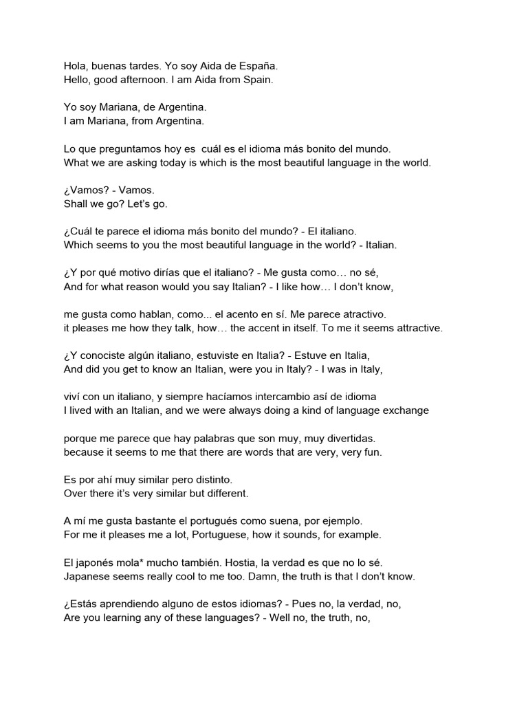 El Idioma Más Bonito del Mundo | PDF | Comunicación humana | Lenguas de ...