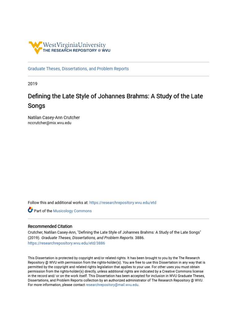 Defining The Late Style of Johannes Brahms - A Study of The Late S | PDF | Johannes Brahms ...