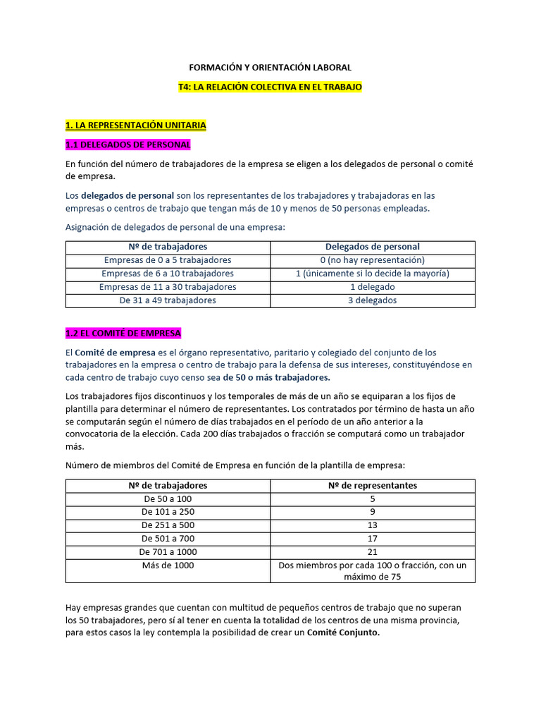 Representación Laboral y Sindicatos | PDF | Bloqueo (industria) | Derecho laboral
