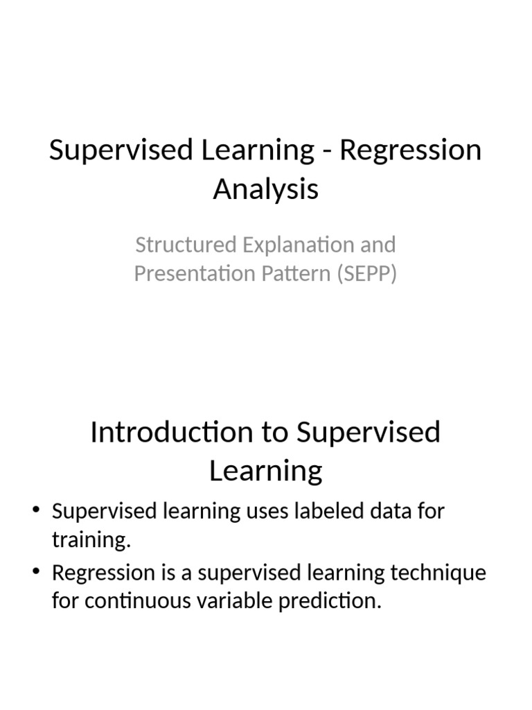 Supervised Learning Regression Analysis | PDF