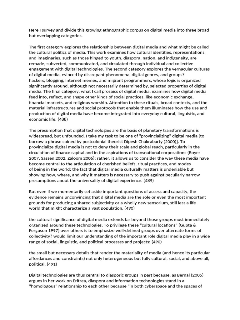 Ethnographic Insights on Digital Media | PDF | Ethnography