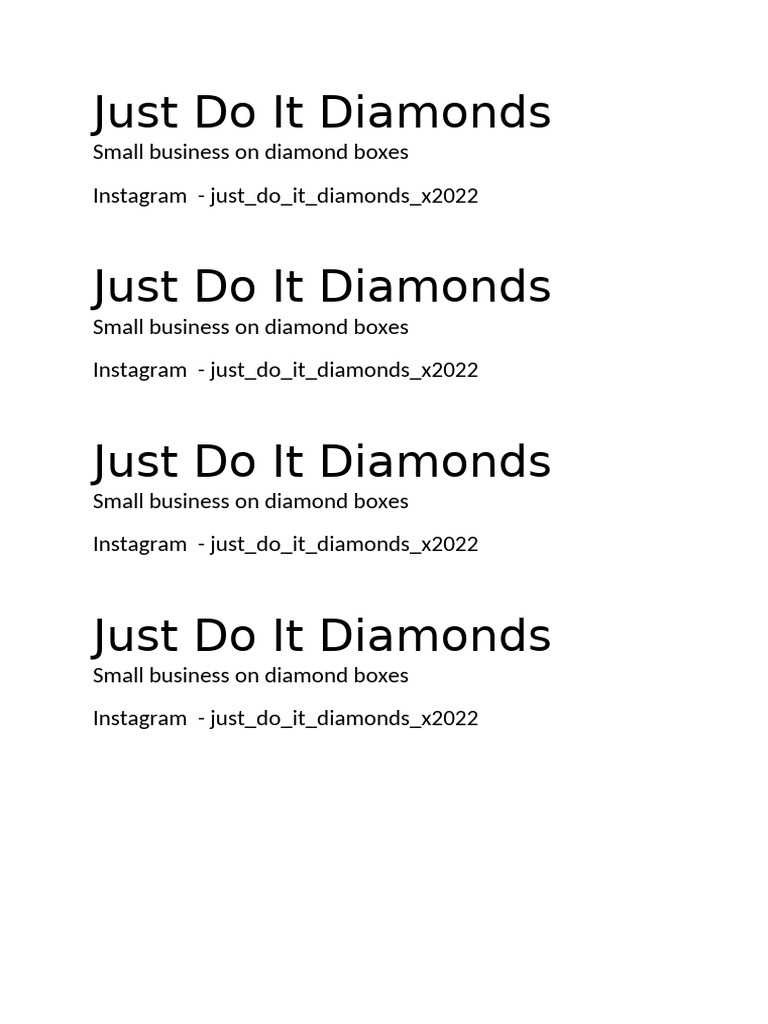 Just Do It Diamonds | PDF