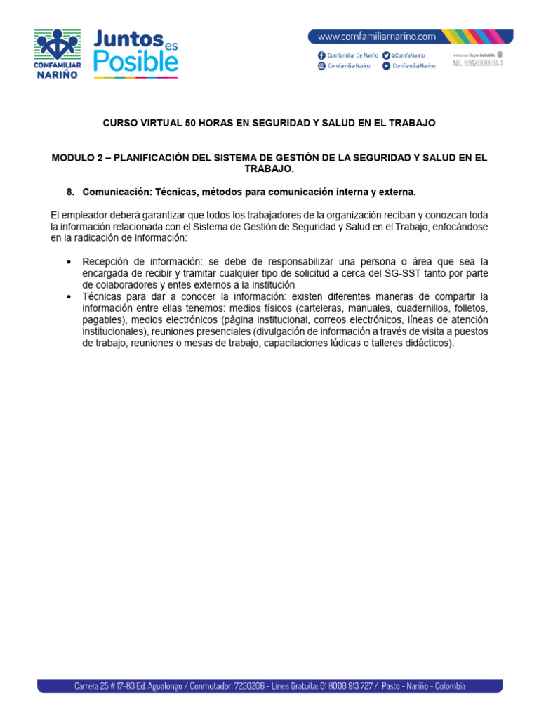 Modulo 2 8SG-SST 50 Horas | PDF