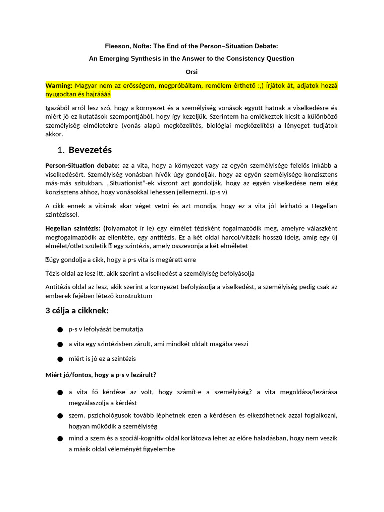 Fleeson, Nofte_ The End of the Person–Situation Debate_ An Emerging ...