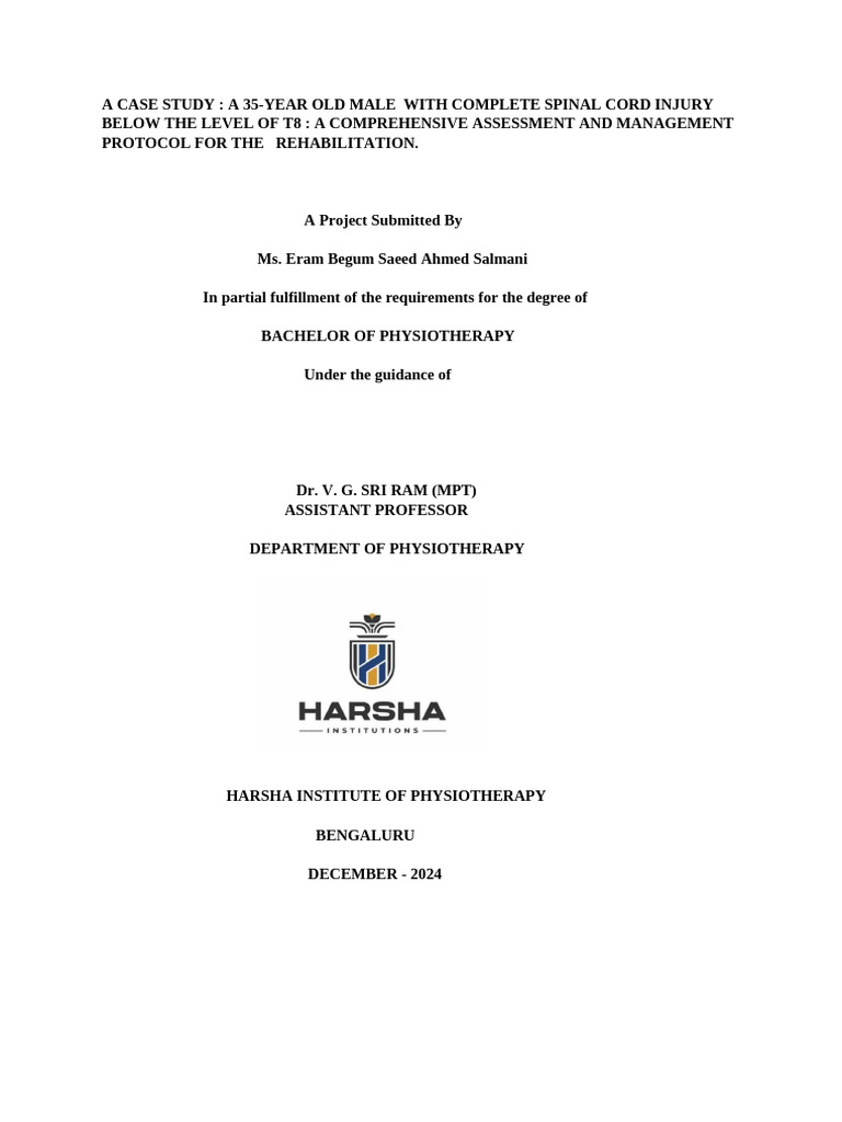A Case Study - A 35-Year Old Male With Complete Spinal Cord Injury ...
