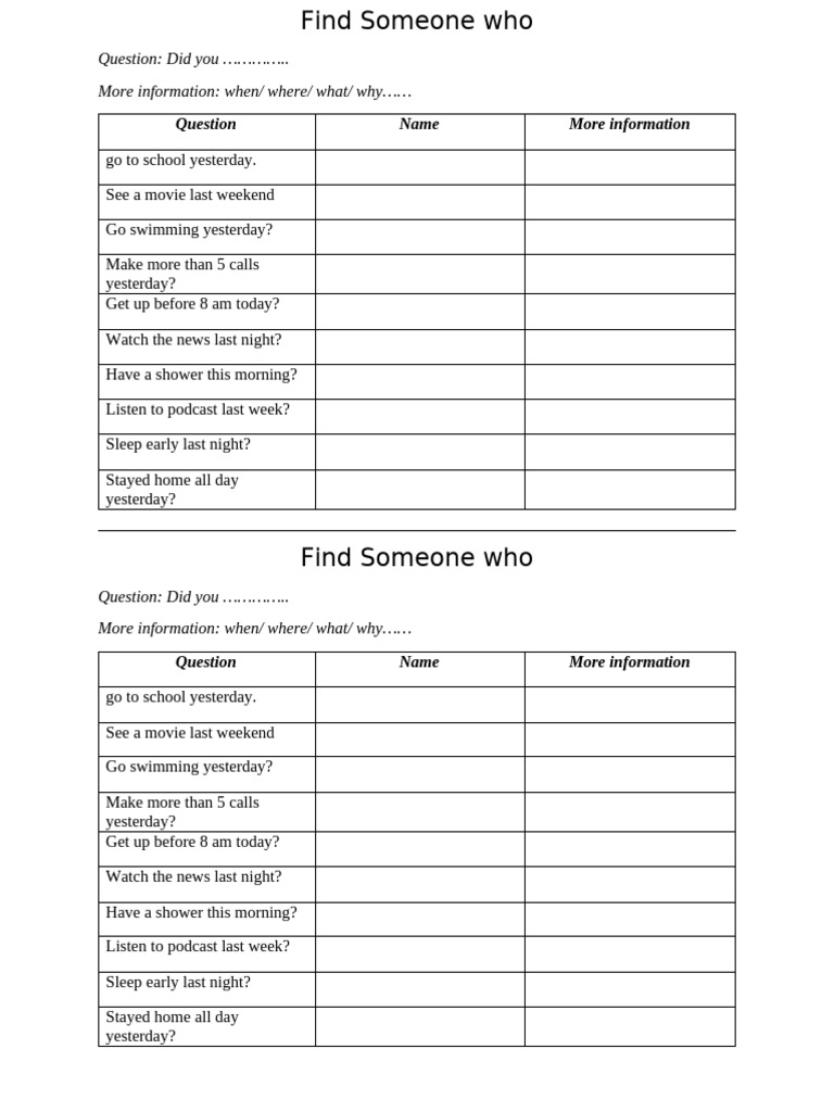 Find Someone Who Past | PDF