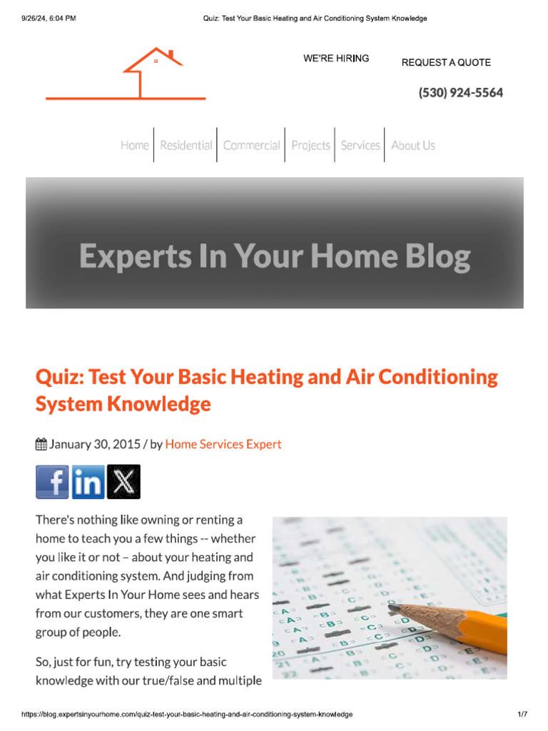 Hvac Basic Test | PDF