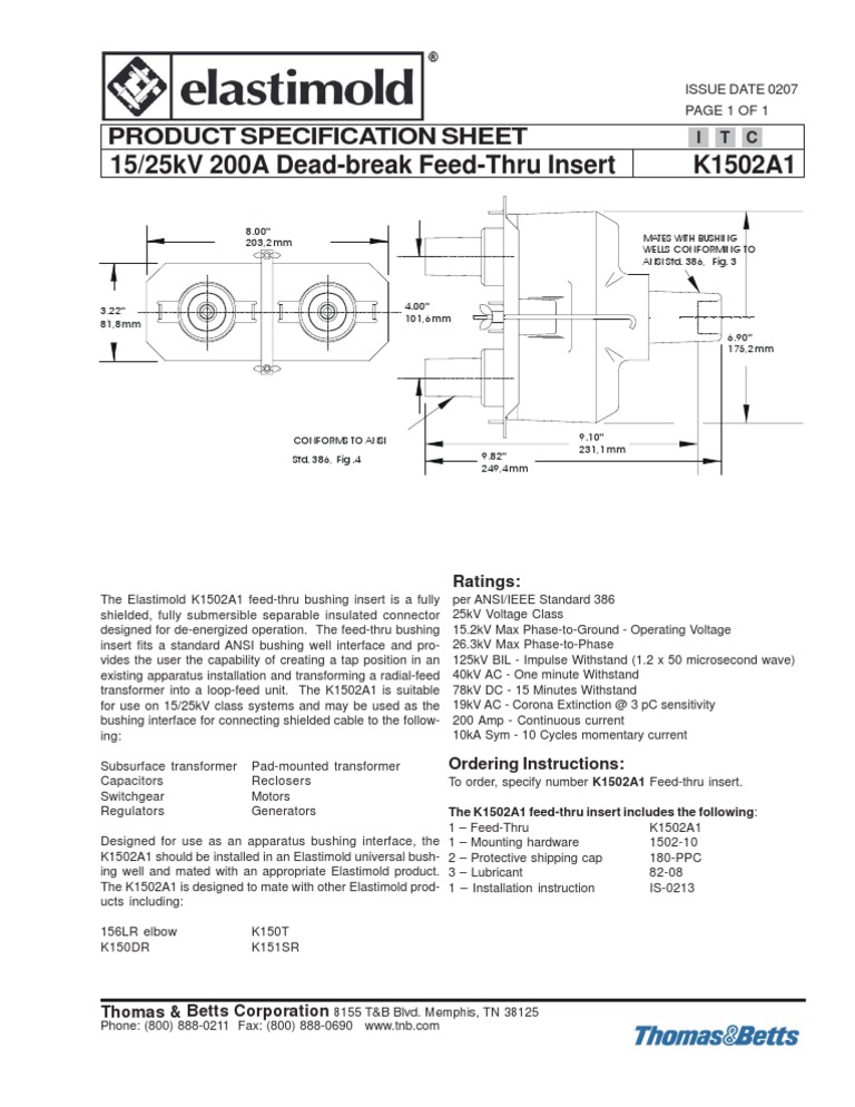 15/25kV Dead-Break Feed-Thru Insert | PDF | Computers | Technology ...