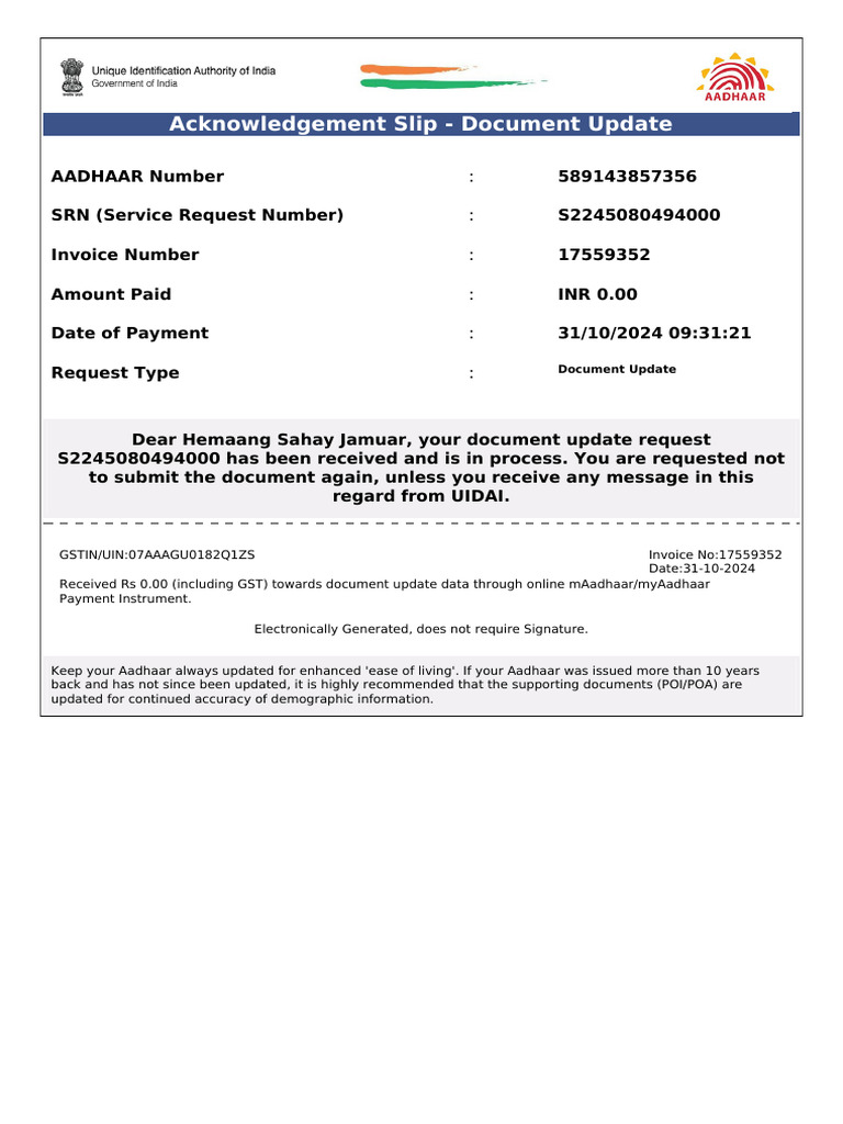 Acknowledgementslip S2245080494000 | PDF