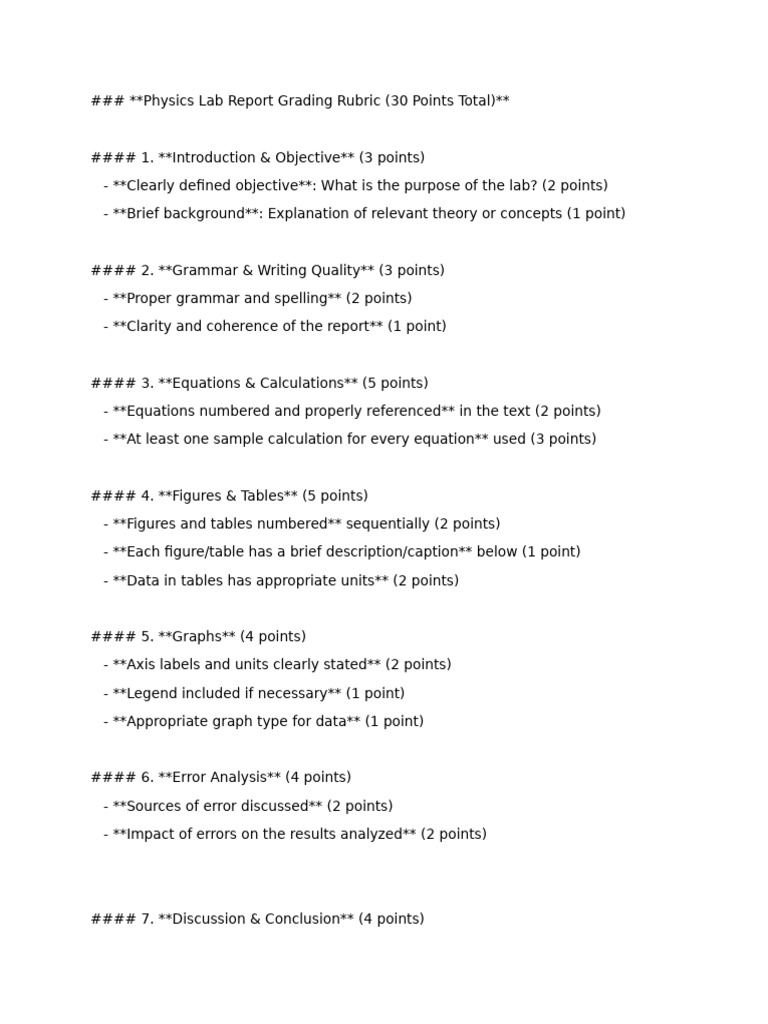 Lab Report Grading Rubric(2) | PDF Lab Report Grading Rubric(2) | PDF