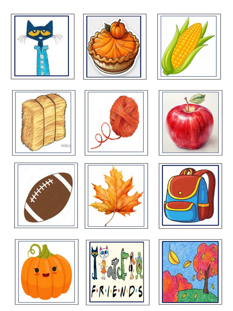 W10 Pete the cat Autumn Memory Game | PDF