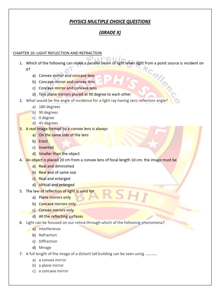 Physics Multiple Choice Questions_ Soorajkv | PDF | Magnetic Field | Eye
