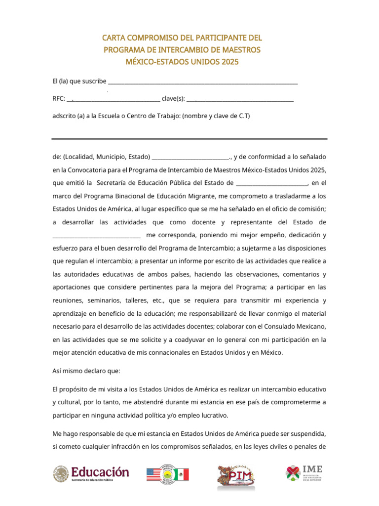 Carta Compromiso PIM 2025 | PDF