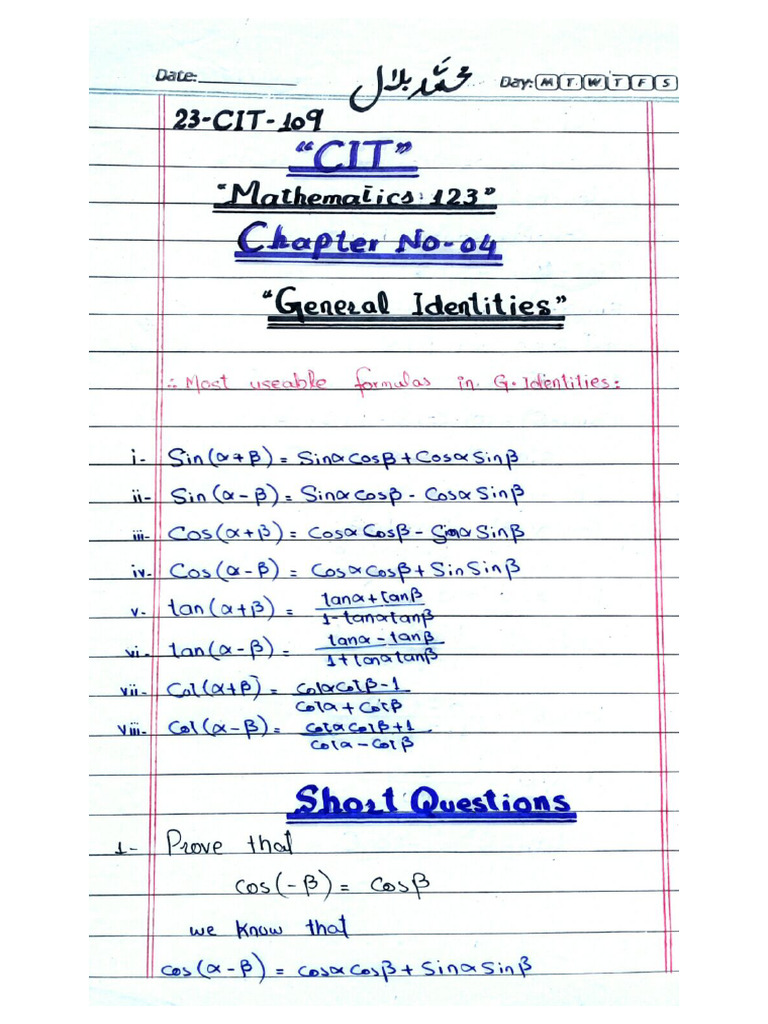 Math 123 CHP # 4 | PDF
