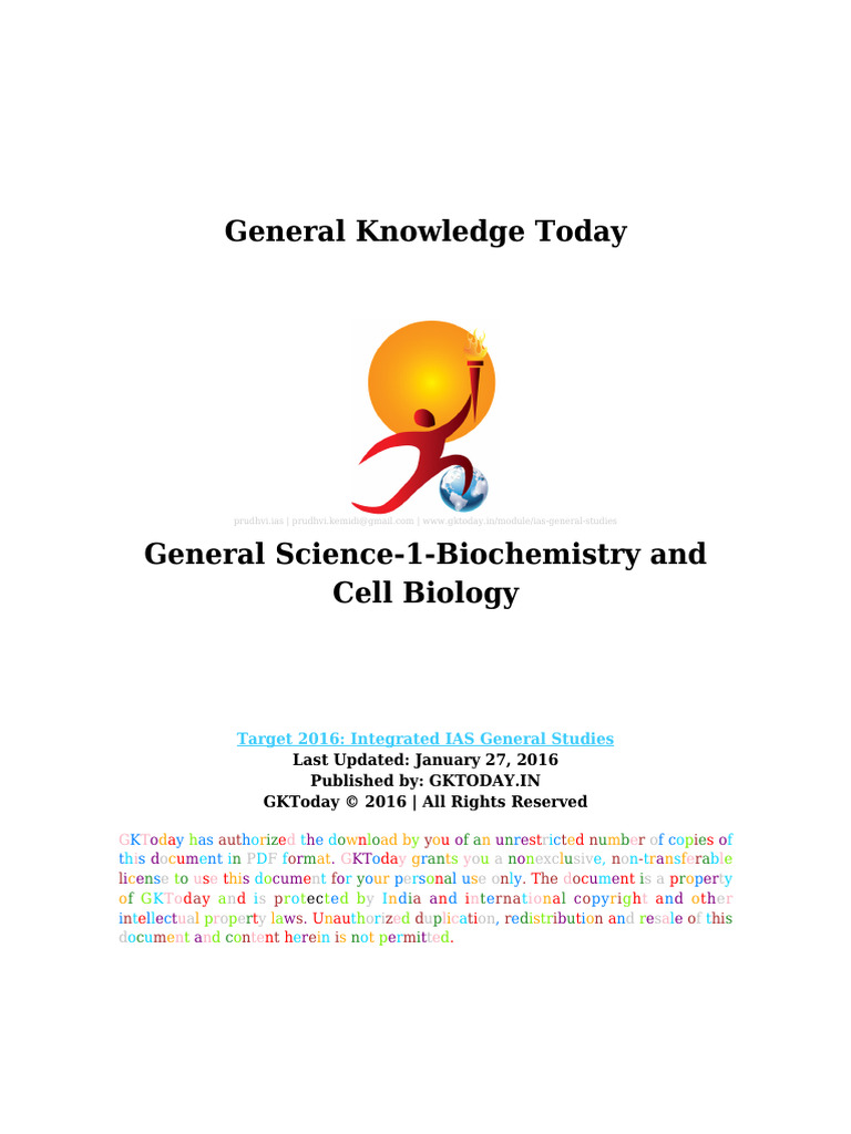 General Science 1 Biochemistry and Cell Biology | PDF | Fat | Carbohydrates