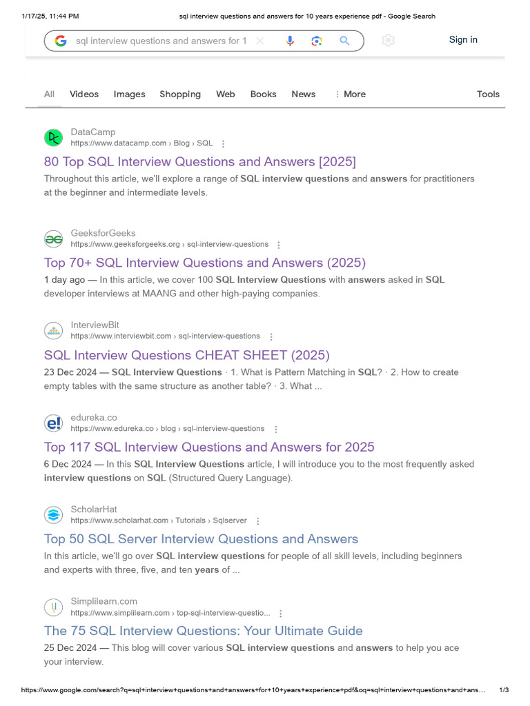 sql interview questions and answers for 10 years experience pdf ...