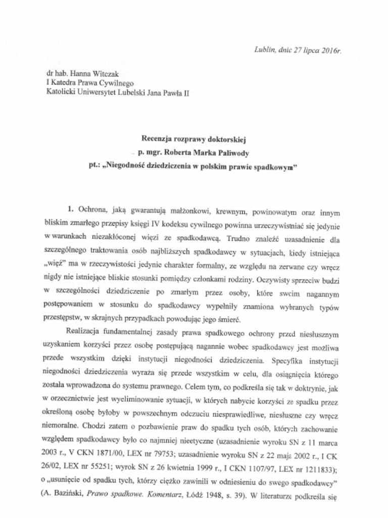 Robert Paliwoda Recenzja NR 1 | PDF