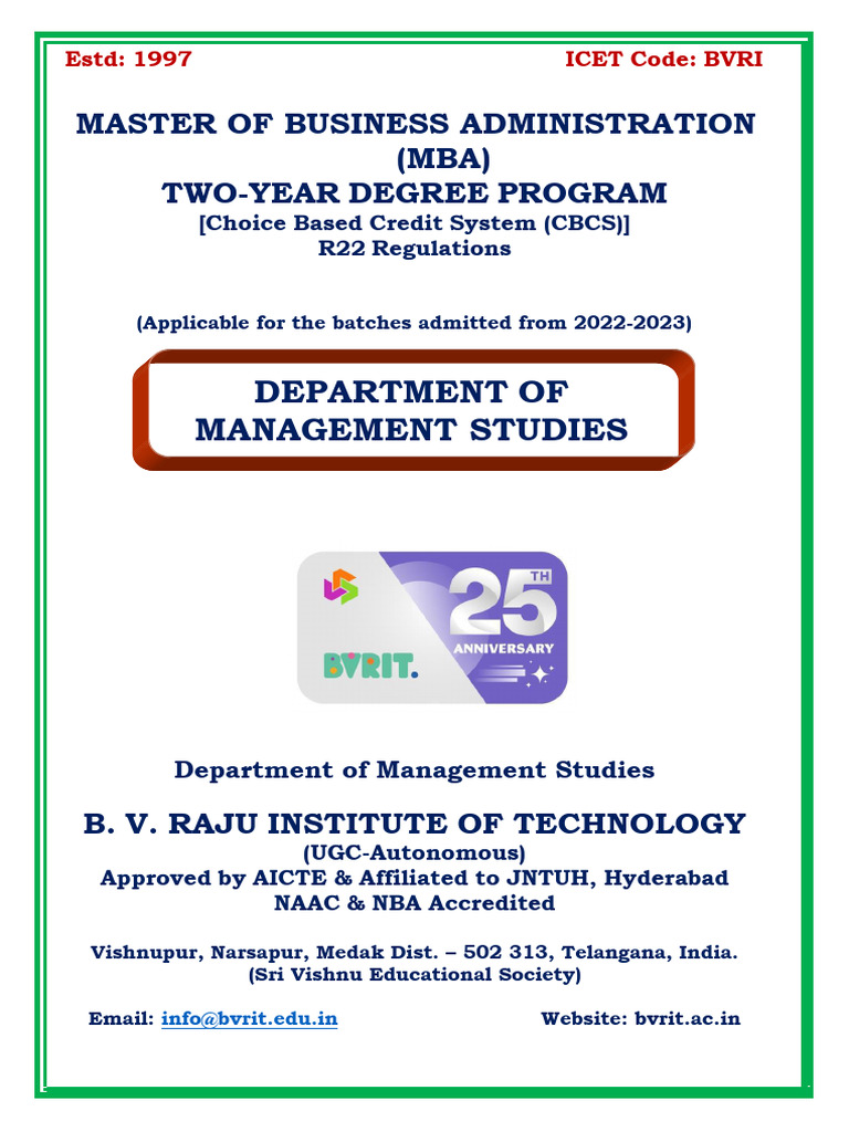 R22 Full MBA Regulations Structure Syllabus 2022 2023 1 | PDF | Thesis ...