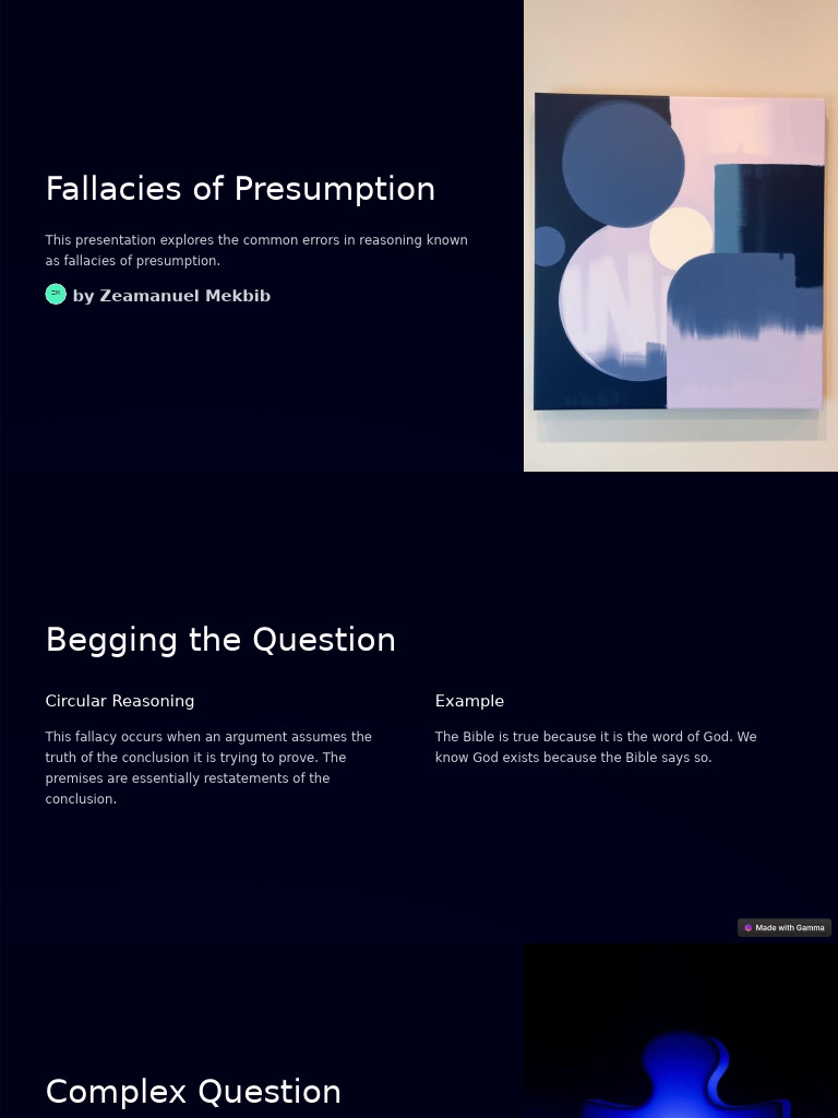Fallacies of Presumption | PDF | Fallacy | Argument
