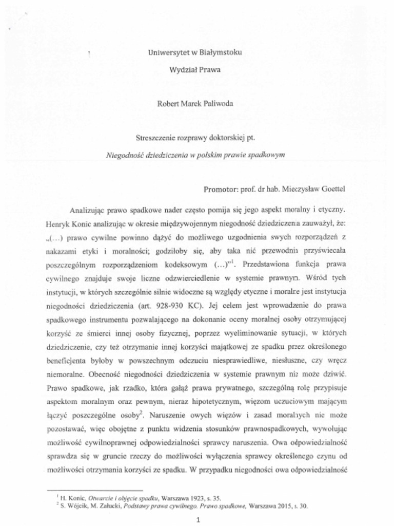 Robert Paliwoda Streszczenie Rozprawy Robert Paliwoda | PDF
