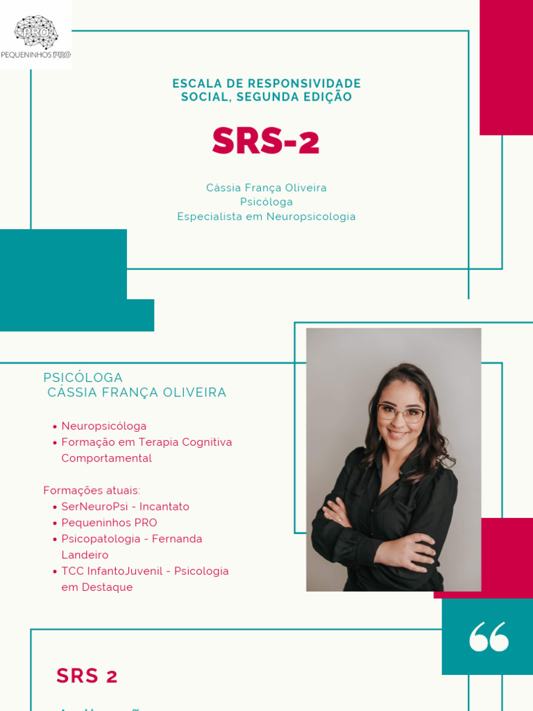 SRS-2 Aplicação e Correção | PDF | Psicologia | Espectro do autismo