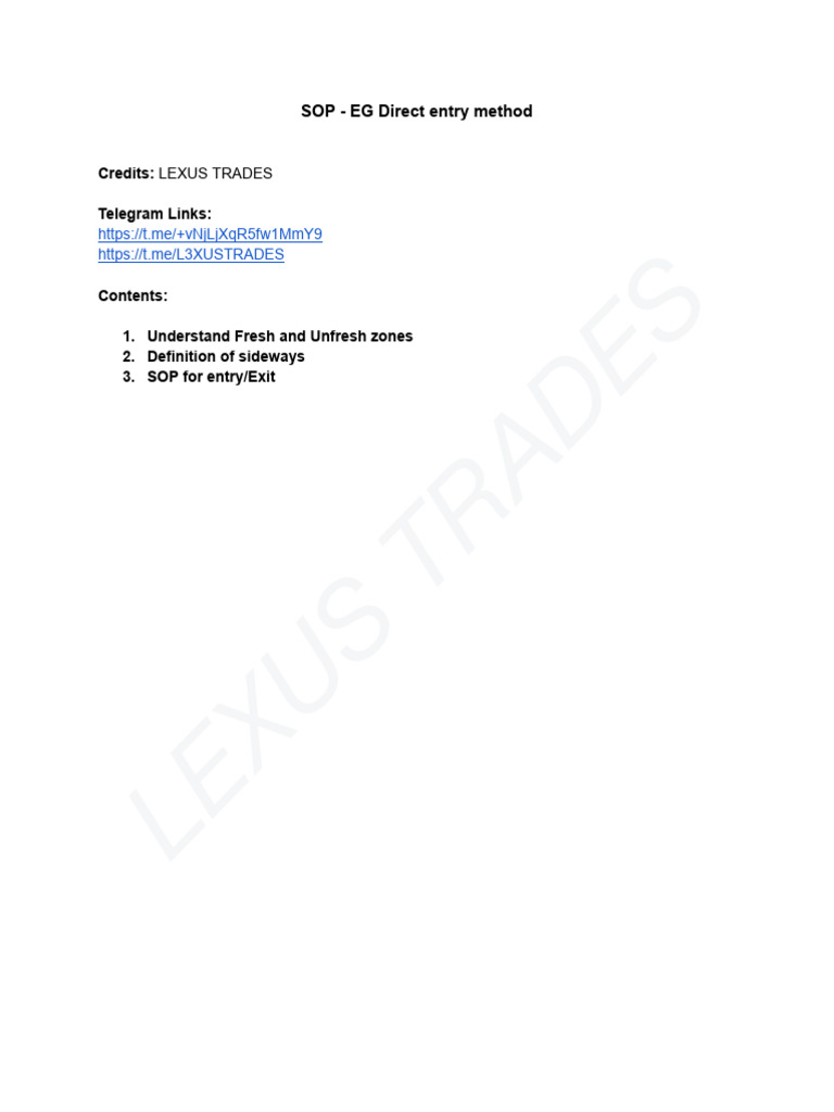 SOP - EG Direct Entry Method | PDF