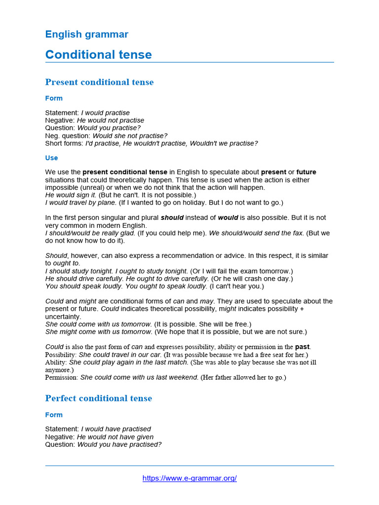 english-grammar-conditional-tense | PDF | Perfect (Grammar ...