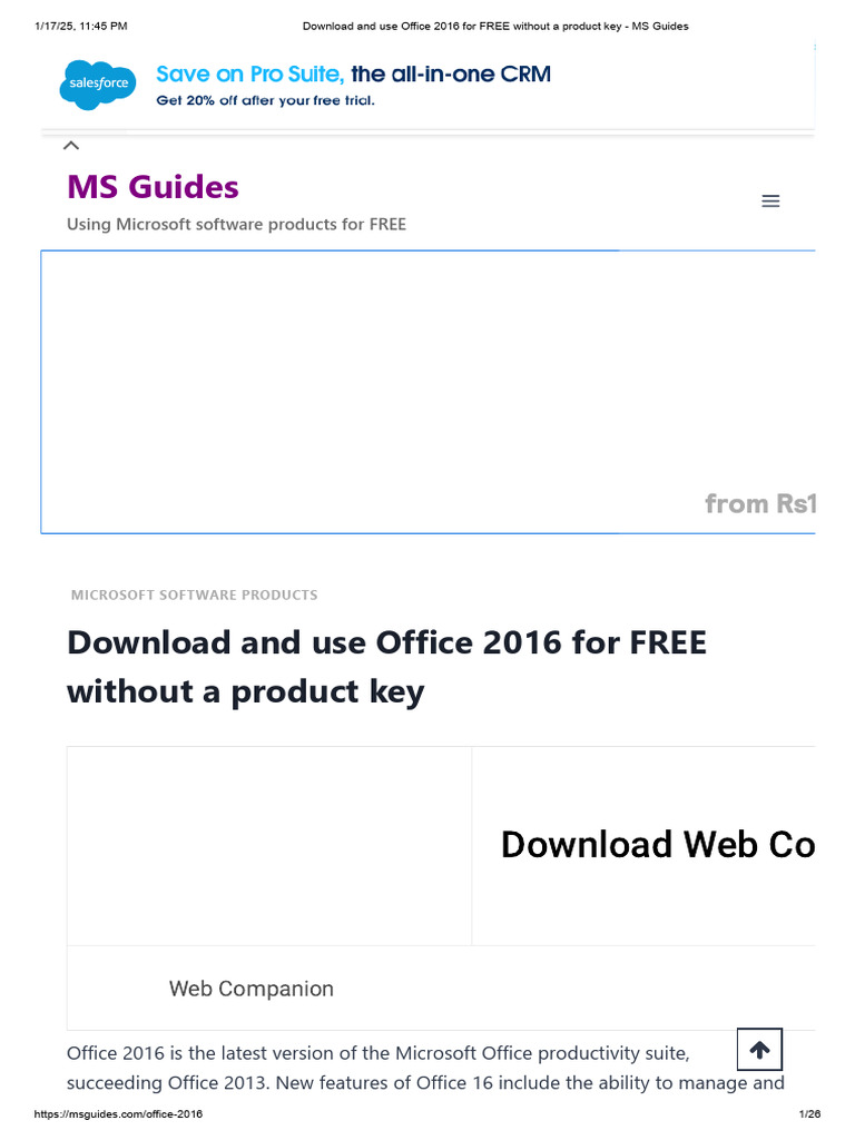 and Use Office 2016 For FREE Without A Product Key - MS Guides | PDF | Microsoft Office ...