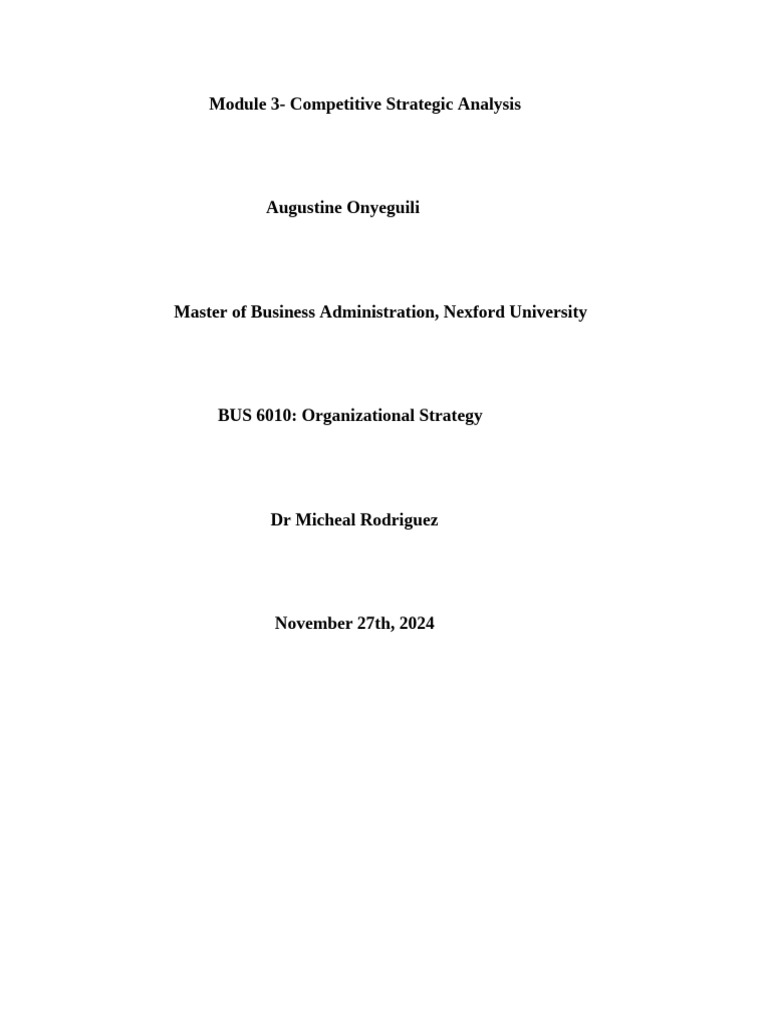 BUS6110 Module 3 - Competitive Strategic Analysis | PDF | Marketing ...