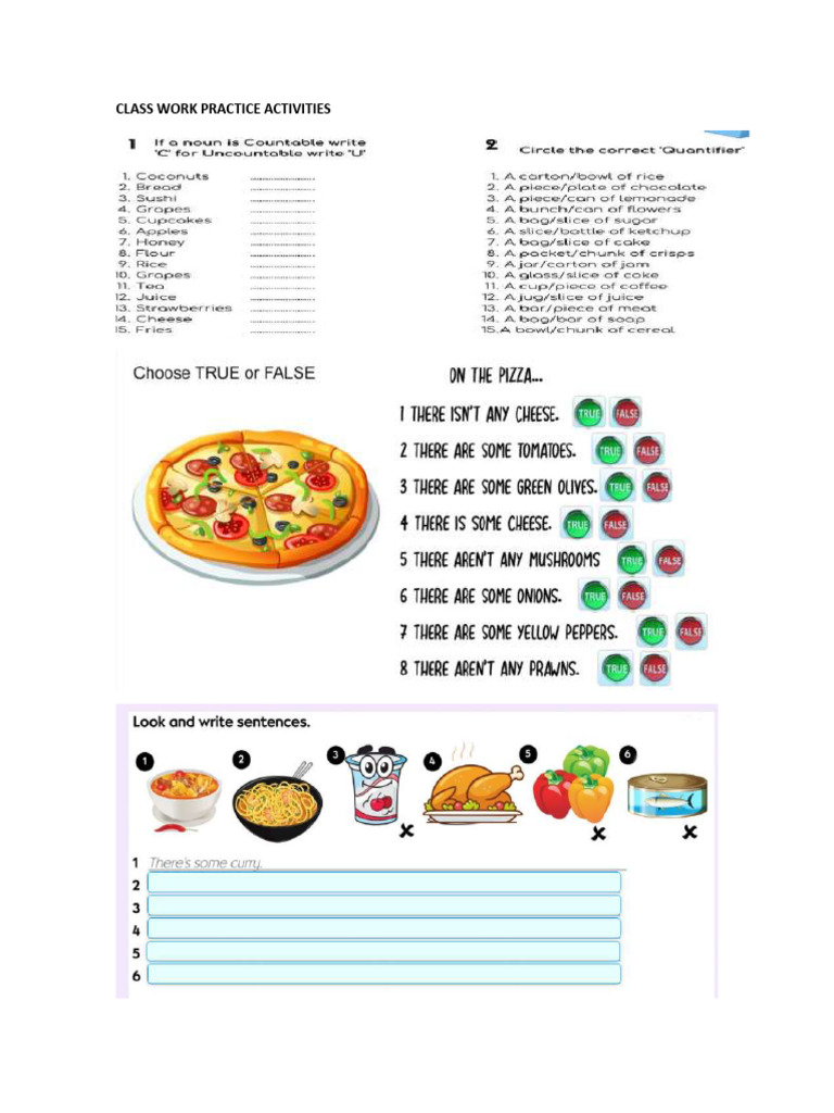 CLASS WORK PRACTICE ACTIVITIES Weeks 1,2 | PDF