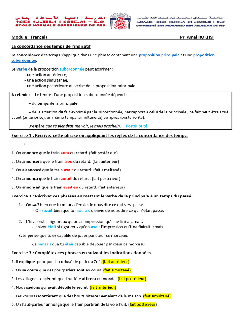 La Concordance Des Temps | PDF
