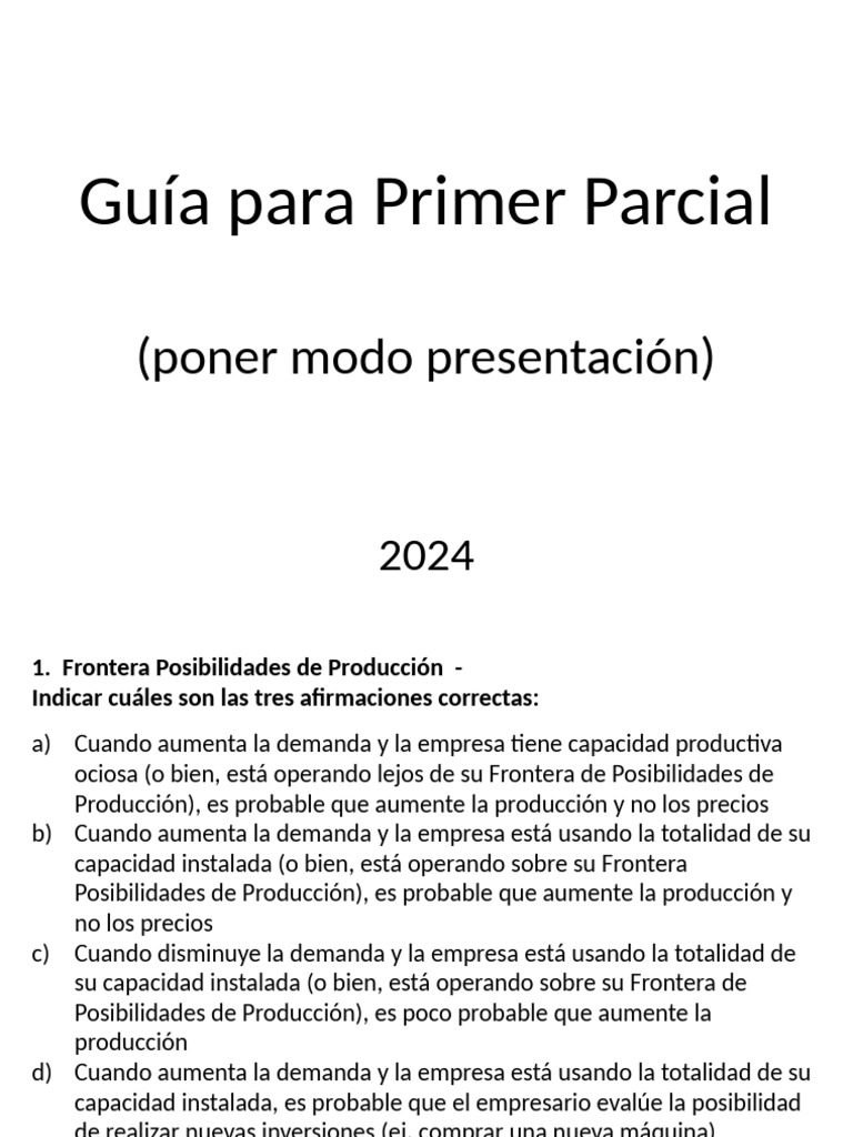 Simulacro Primer Parcial Con Respuestas Corto | PDF | Mercado (economía) | Oferta (economía)