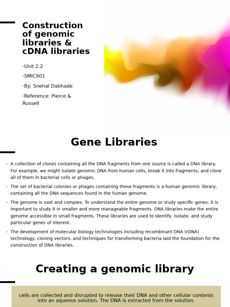 Genomic and cDNA Library Construction | PDF | Molecular Cloning ...