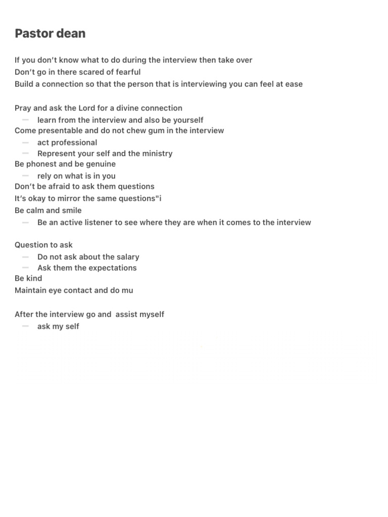 Interview Tips for Pastoral Candidates | PDF