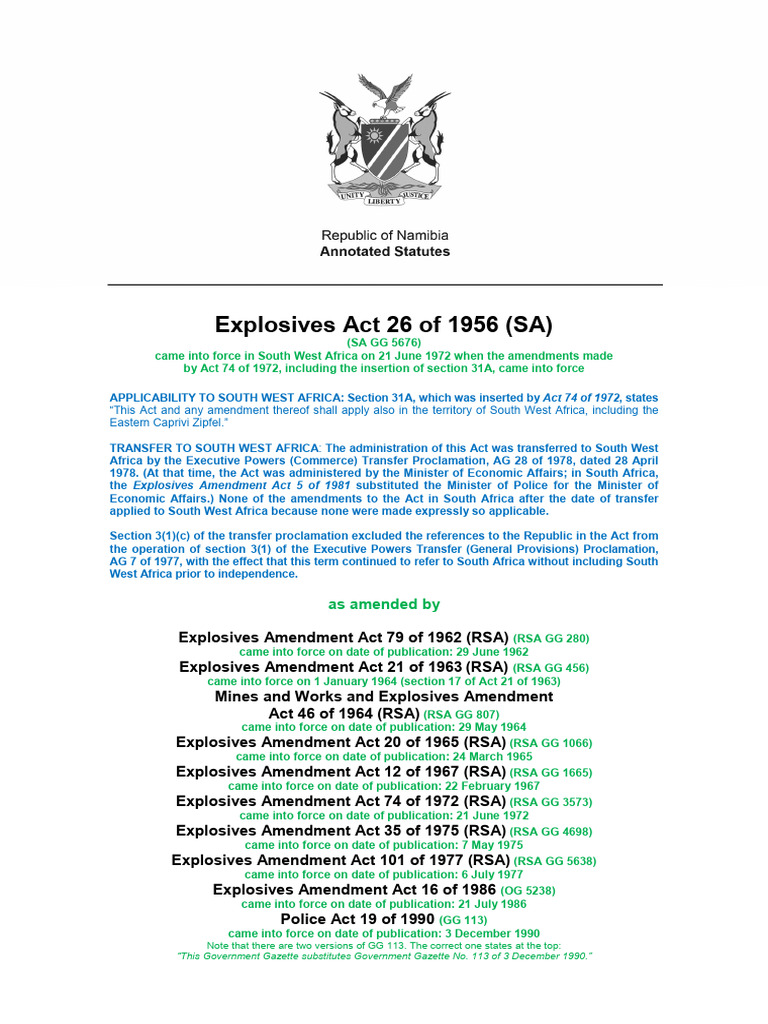 Explosives Act 26 of 1956 | PDF | Fine (Penalty) | License