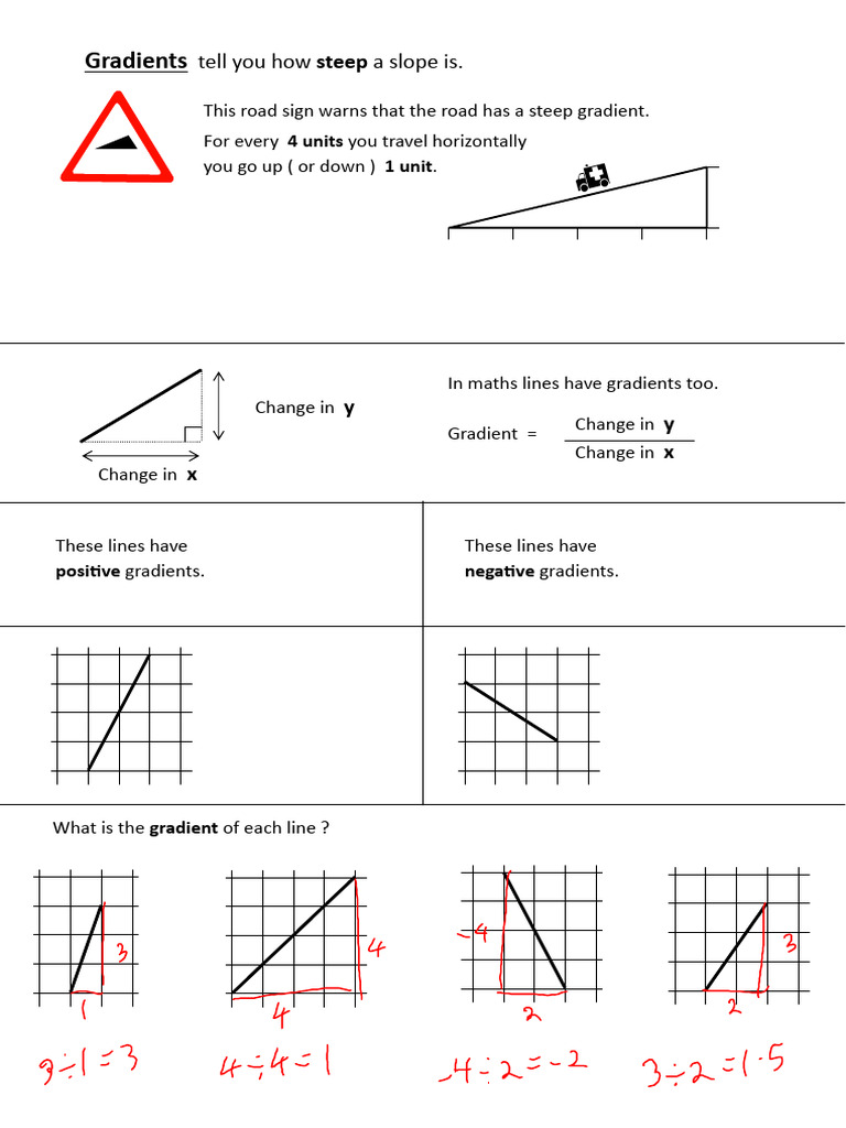 Gradients and Straight Line Graphs - Booklet | PDF | Slope | Elementary Mathematics
