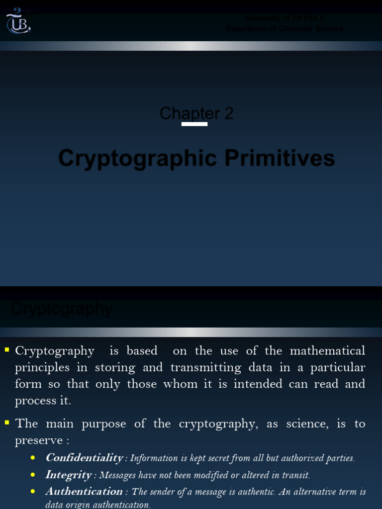Cryptographic Primitives (2) | PDF | Cryptography | Key (Cryptography)